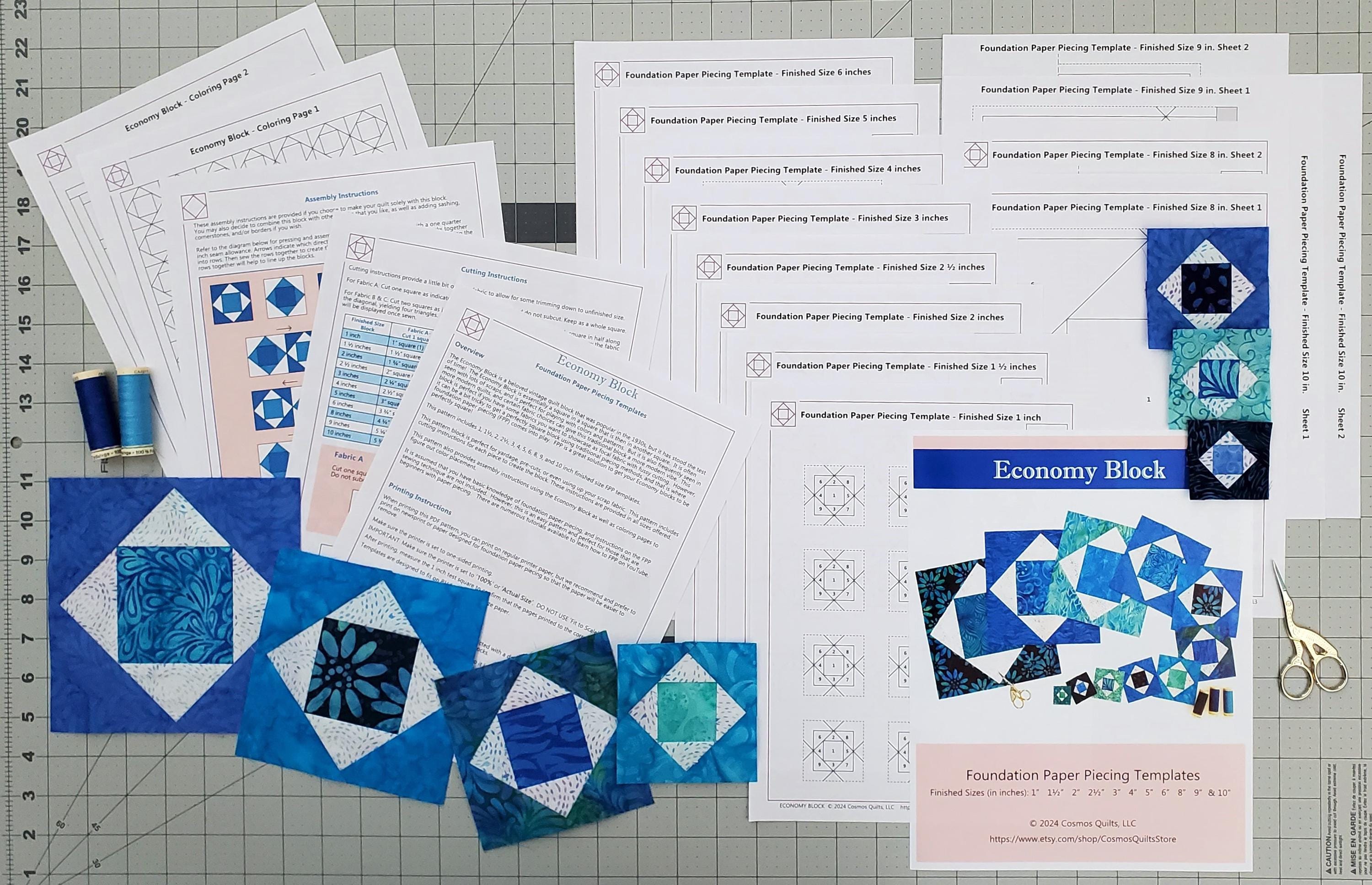 Economy Block FPP Quilt Pattern and Templates (digital Download) - Etsy