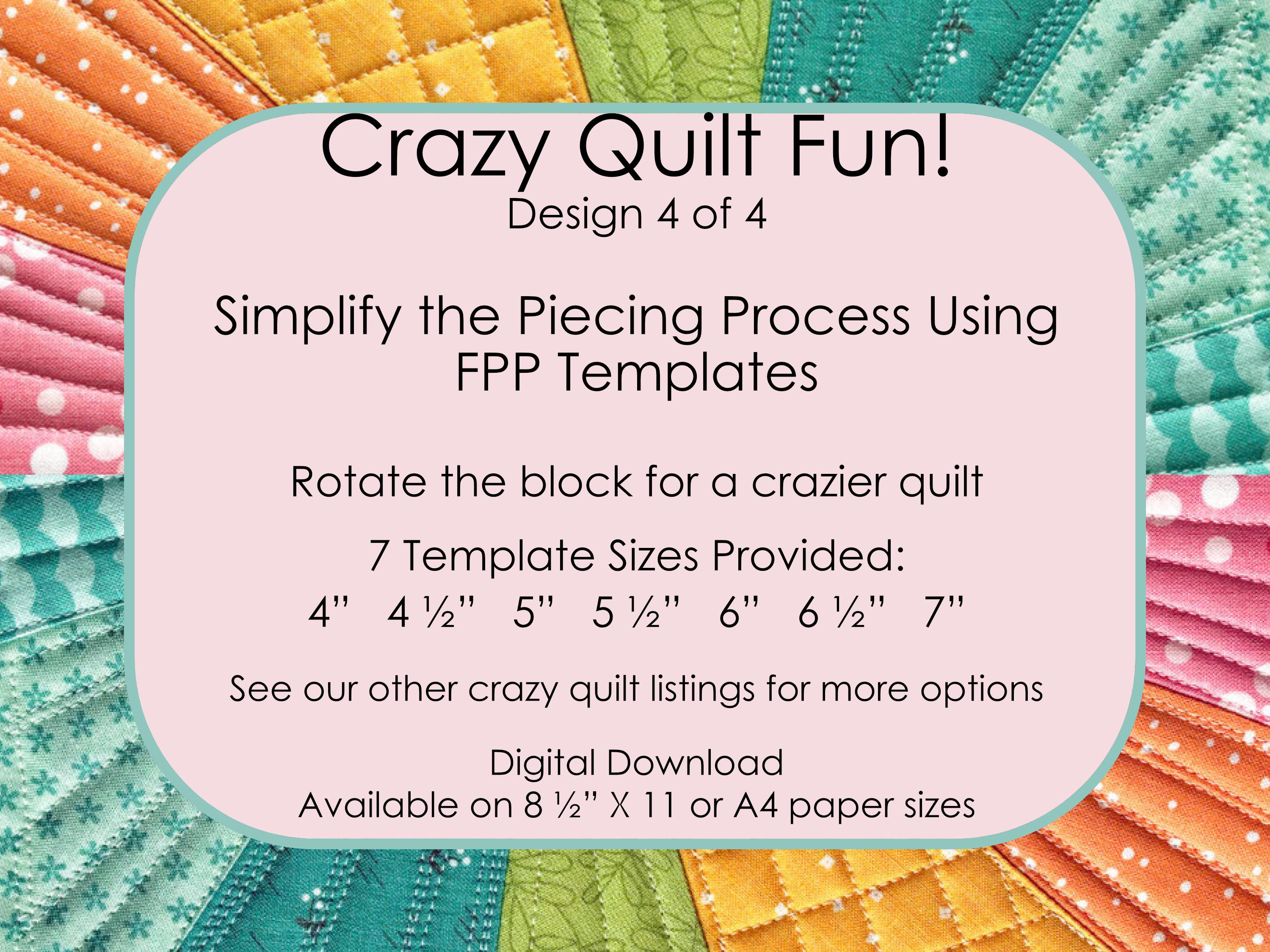 Crazy Quilt Block FPP Pattern: Design #4, 7 Sizes (digital Download) - Etsy