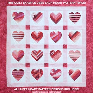 Bundle -heart FPP Quilt Blocks (3 Sizes) - Digital Download; 8 Designs ...