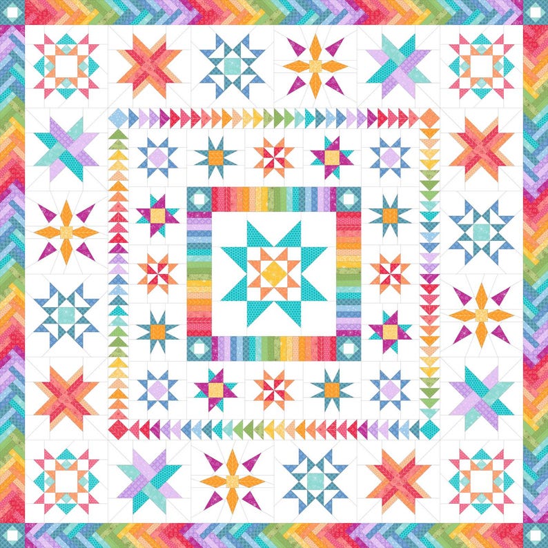 Cosmos Stars Quilt Pattern PDF: FPP Pattern and Templates - Etsy
