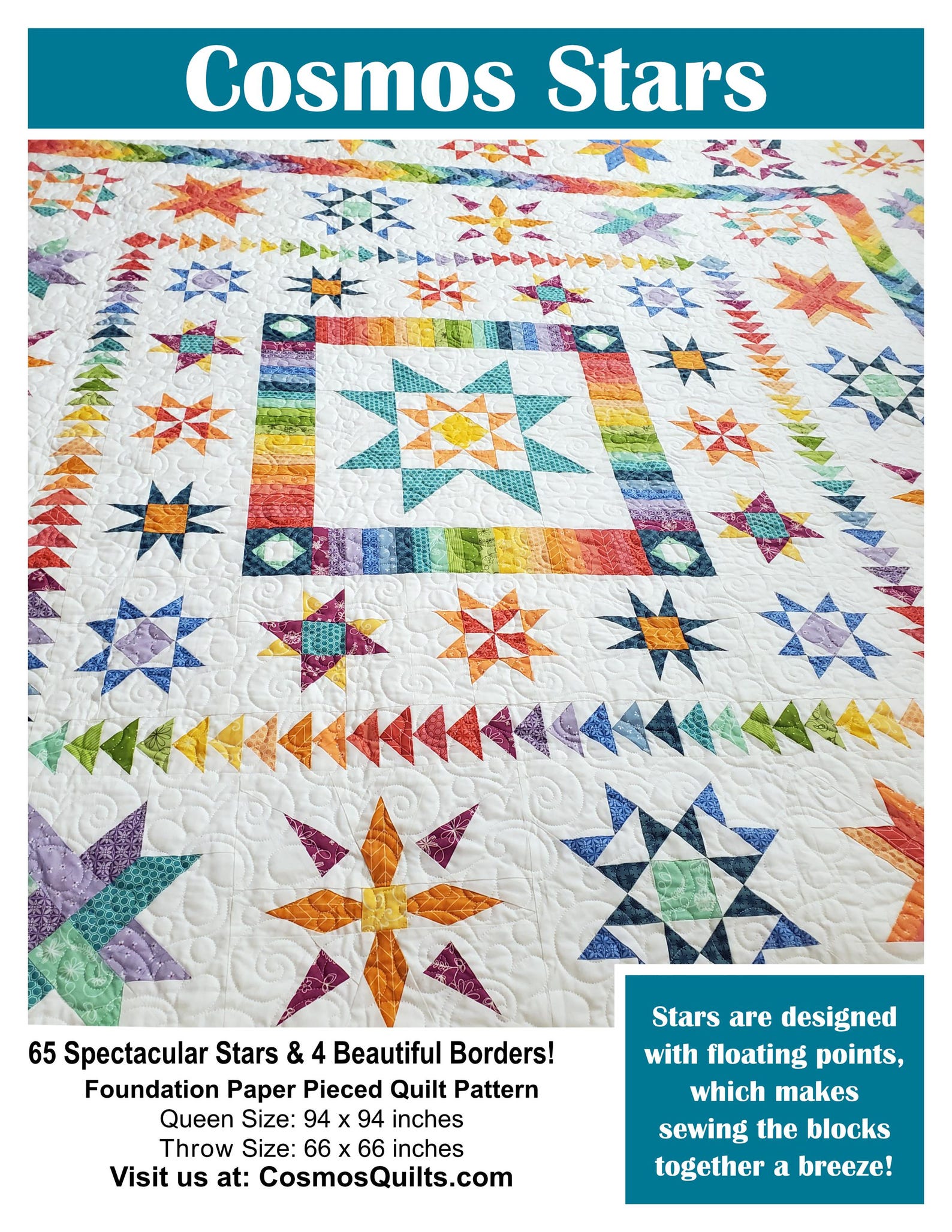Cosmos Stars Quilt Pattern PDF: FPP Pattern and Templates - Etsy