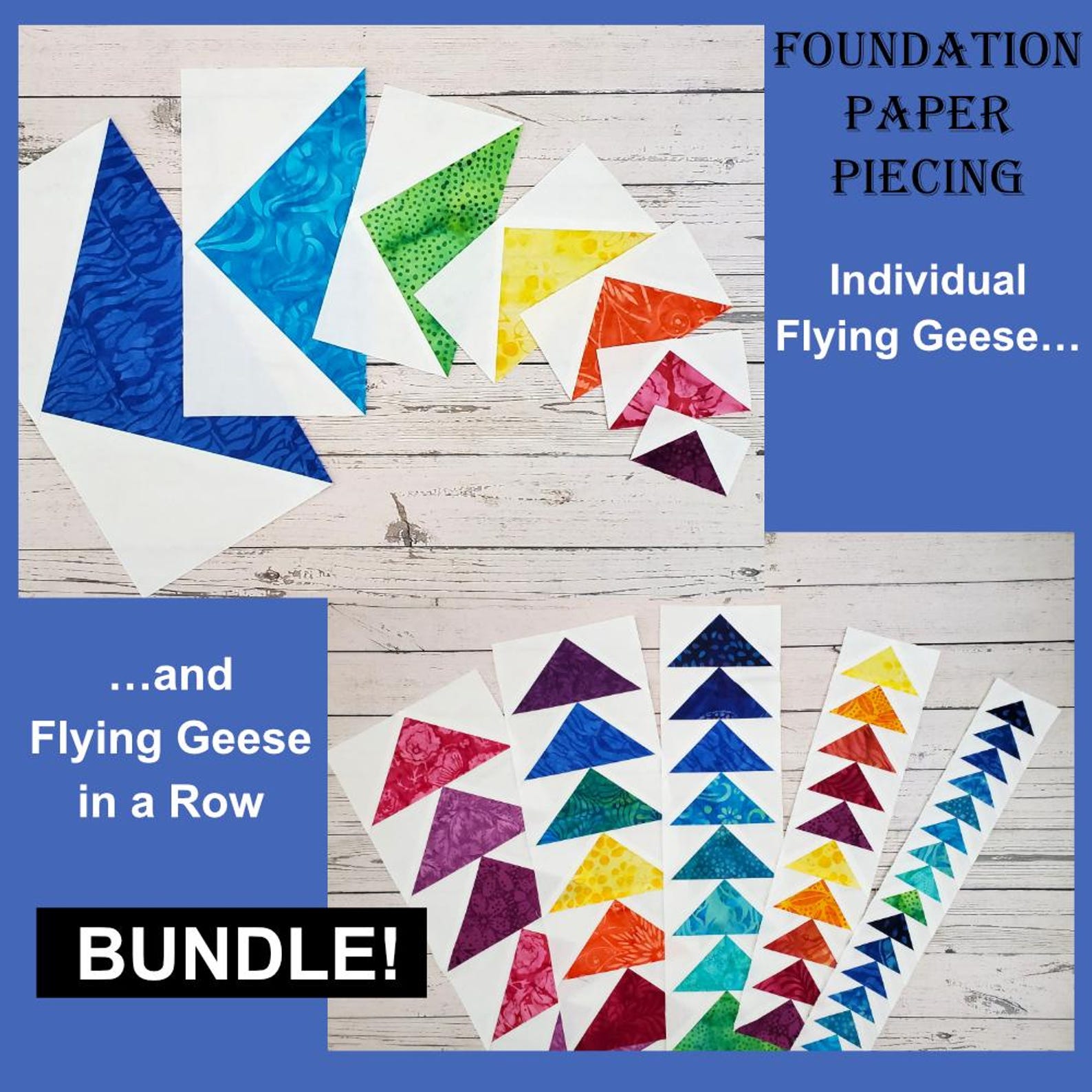 Flying Geese FPP Quilt Block Pattern Bundle: 5 Sizes (digital Download ...