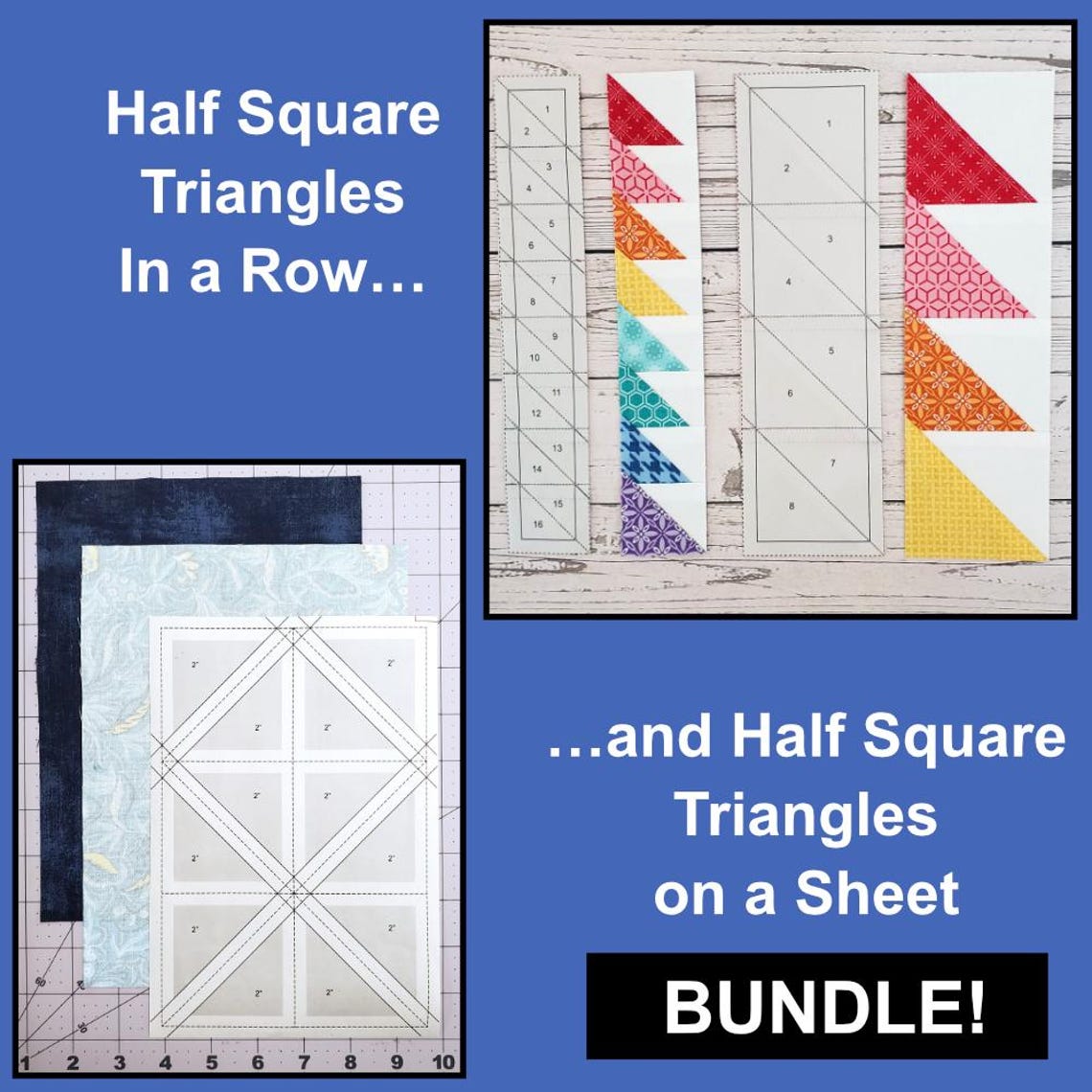 Half Square Triangle FPP Templates: HST in a Row & Sheet Bundle ...