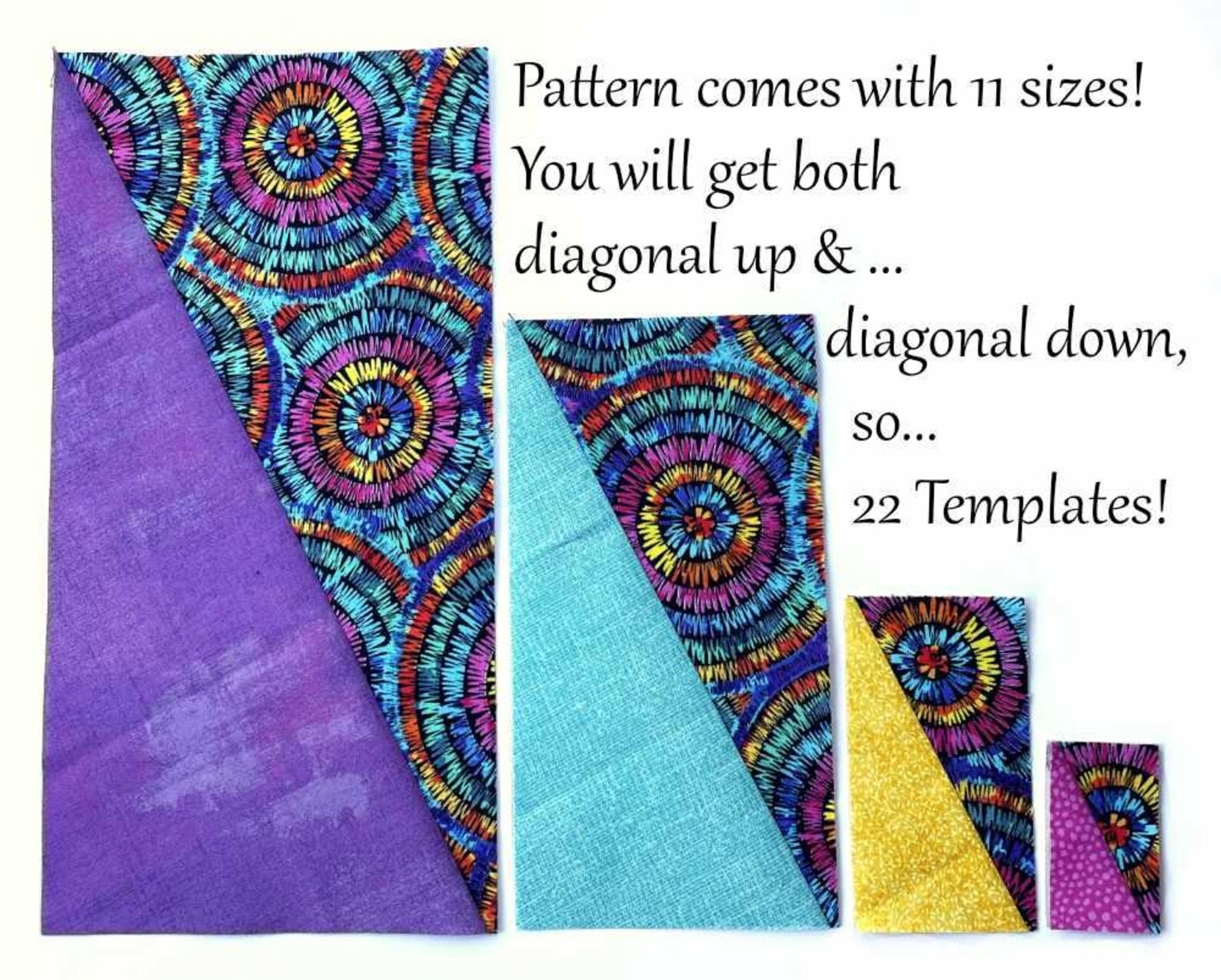 Half Rectangle Triangle (HRT) Quilt Block FPP Templates: 11 Sizes ...