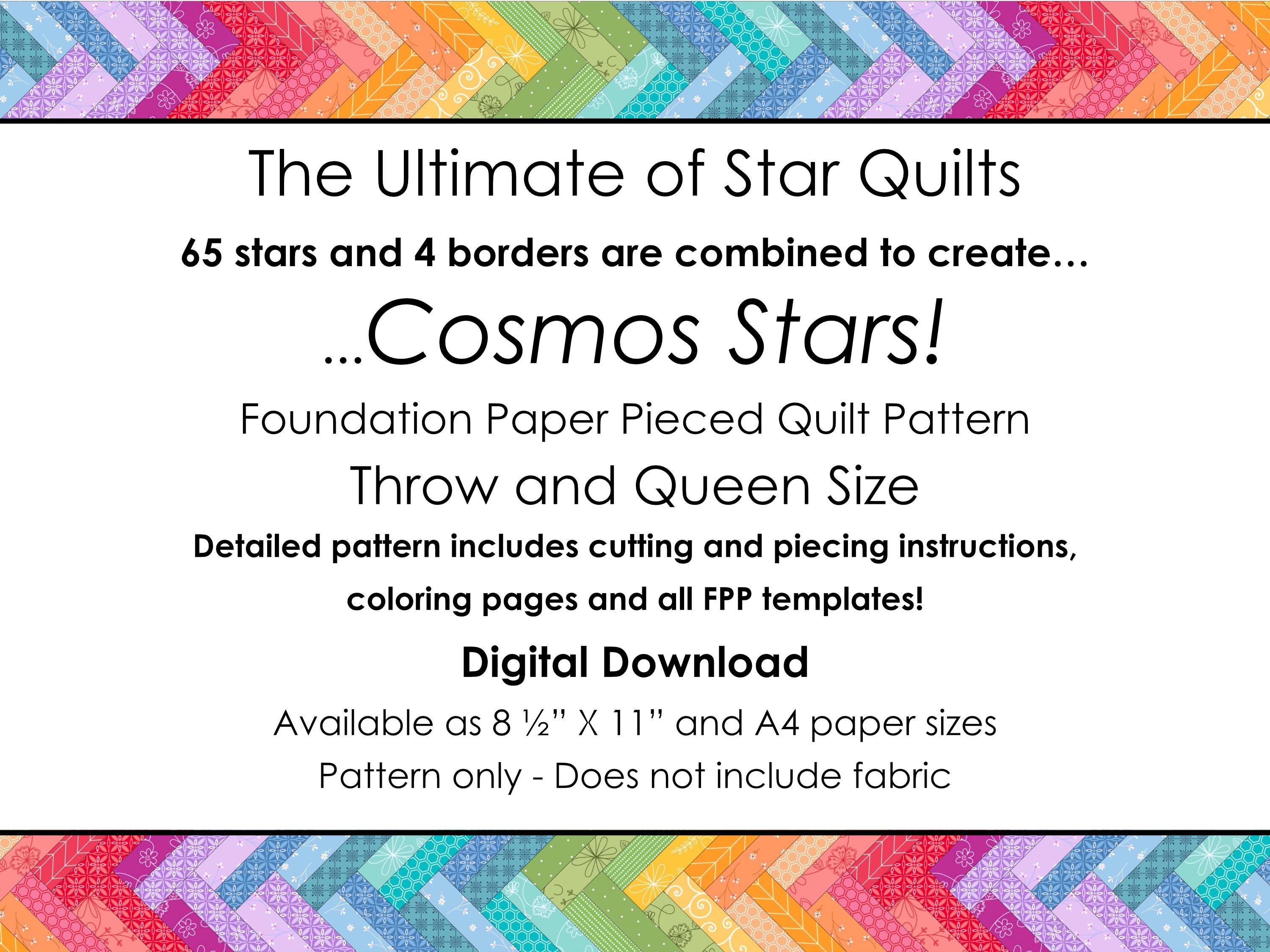 Cosmos Stars Quilt Pattern PDF: FPP Pattern and Templates - Etsy