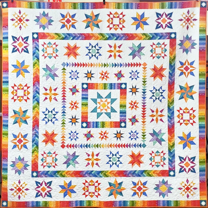 Cosmos Stars Quilt Pattern PDF: FPP Pattern and Templates - Etsy