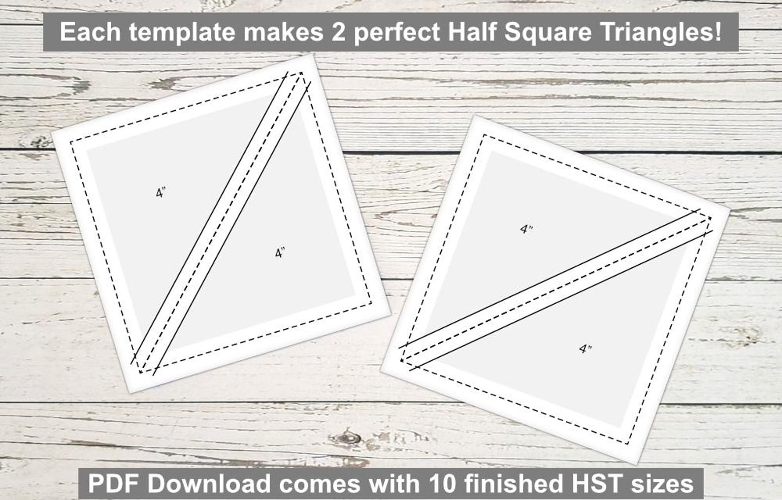 Half Square Triangle Quilt Pattern: 2 @ a Time HST Templates - 10 Sizes ...