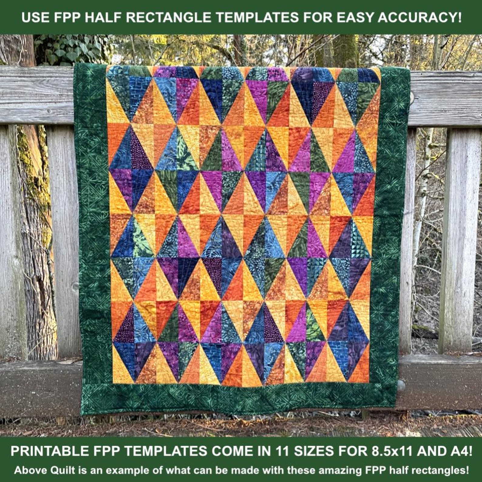 Half Rectangle Triangle (HRT) Quilt Block FPP Templates: 11 Sizes ...