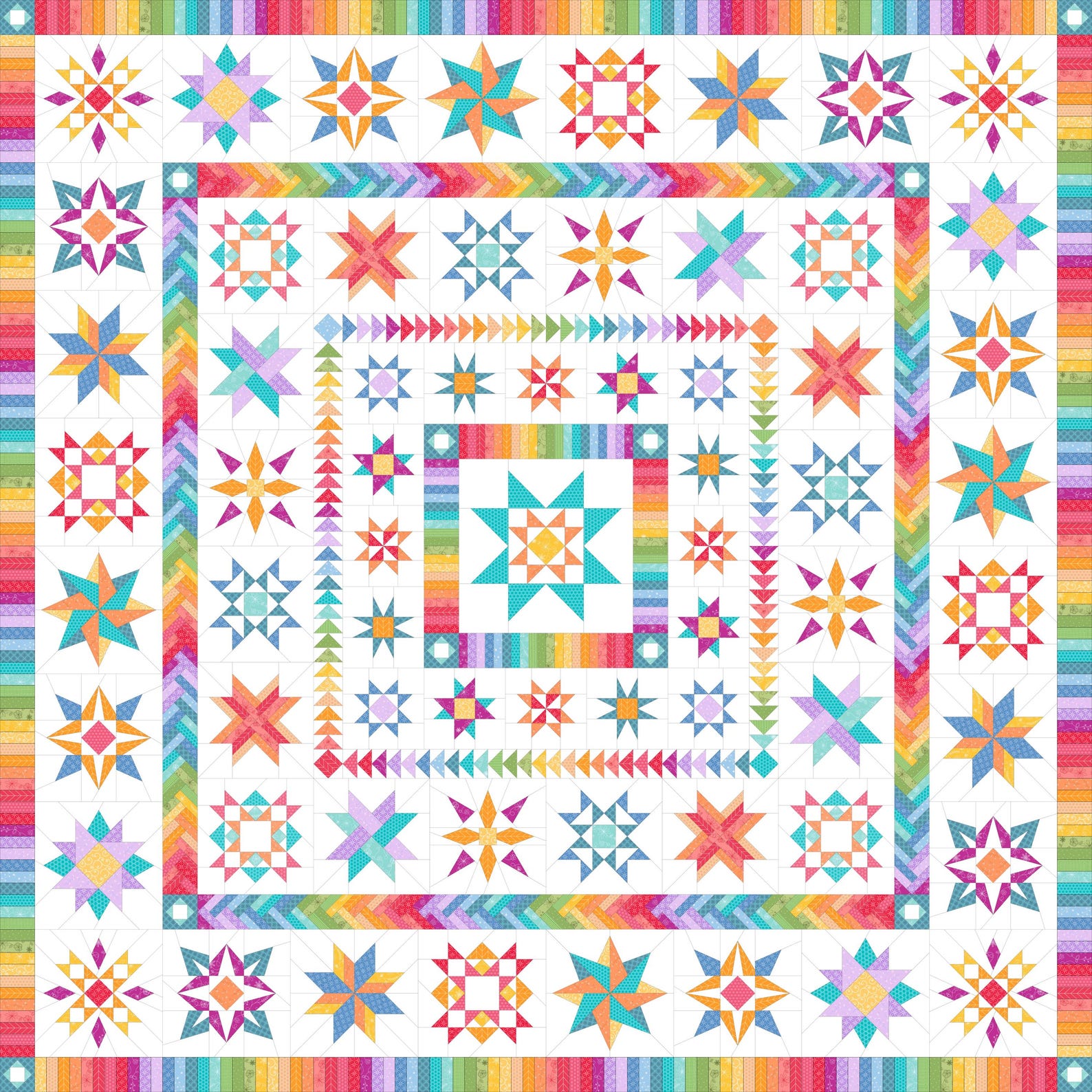Cosmos Stars Quilt Pattern PDF: FPP Pattern and Templates - Etsy