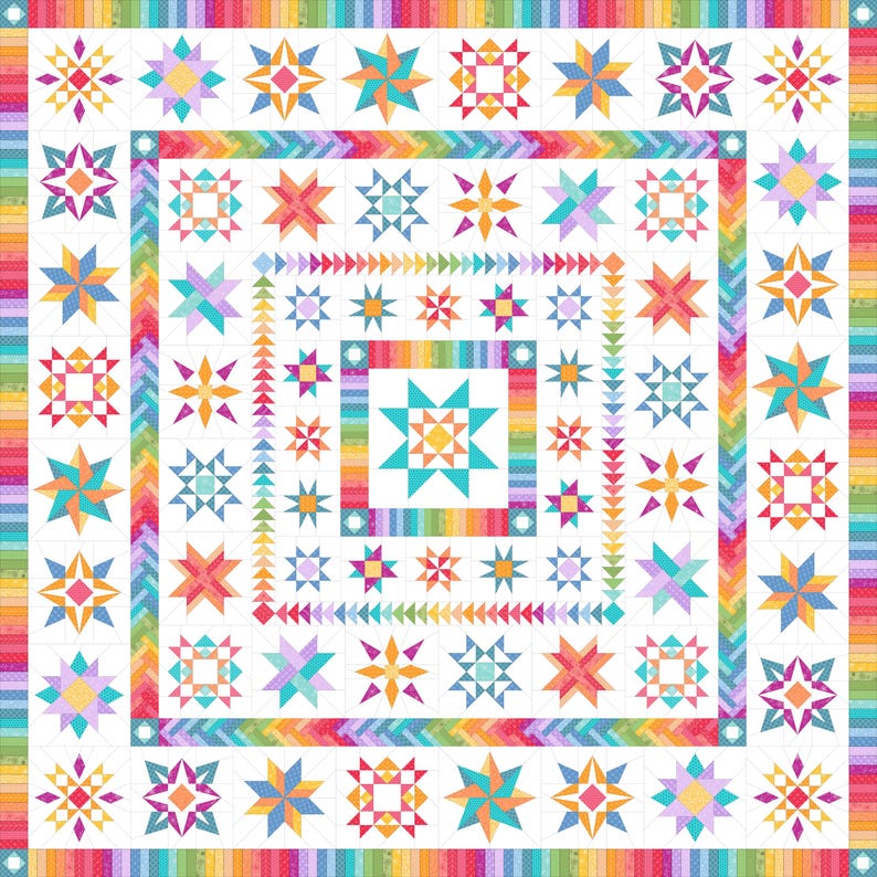 Cosmos Stars Quilt Pattern PDF: FPP Pattern and Templates - Etsy
