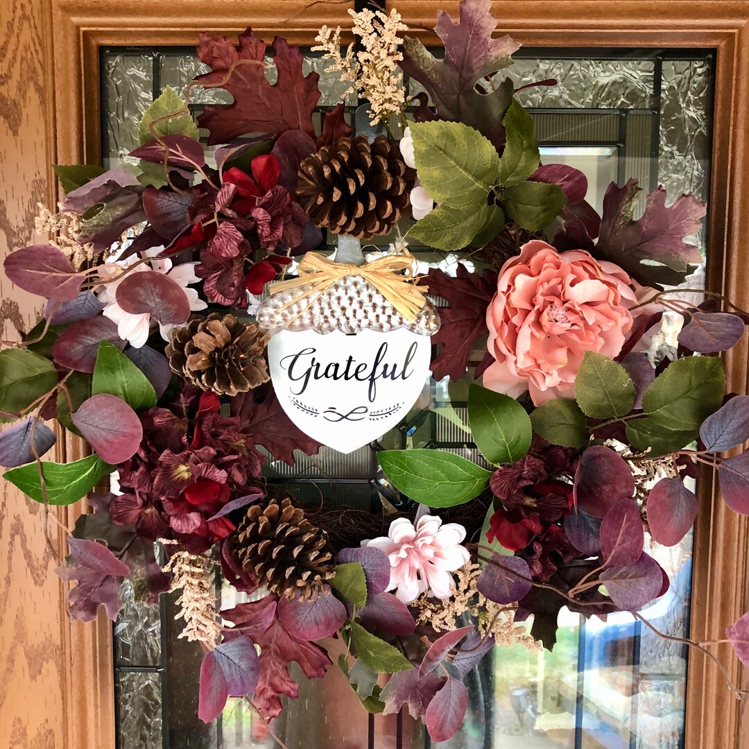 Grateful Acorn Sign Fall Wreath - Etsy