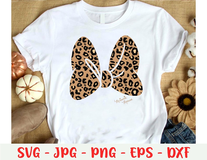 Minnie Mouse Leopard Print Bow Svg Digital Cut File Svg Etsy