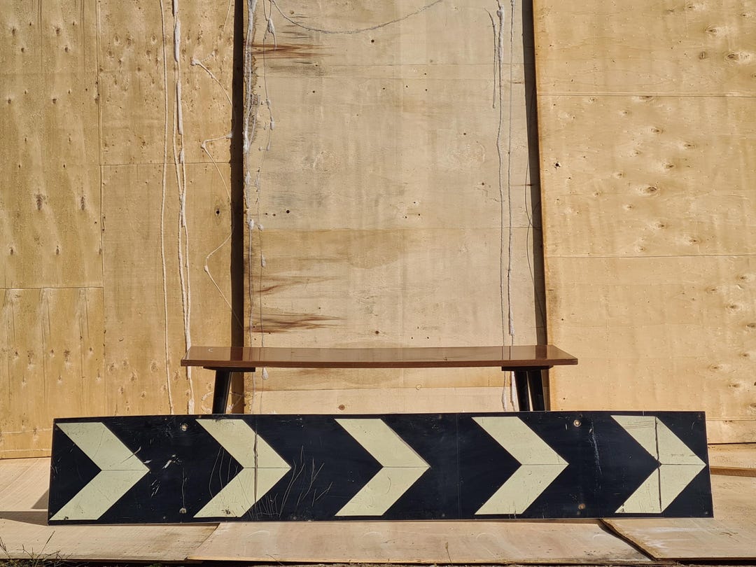 Vintage Black and White Directional Road Sign With Arrows - Industrial ...