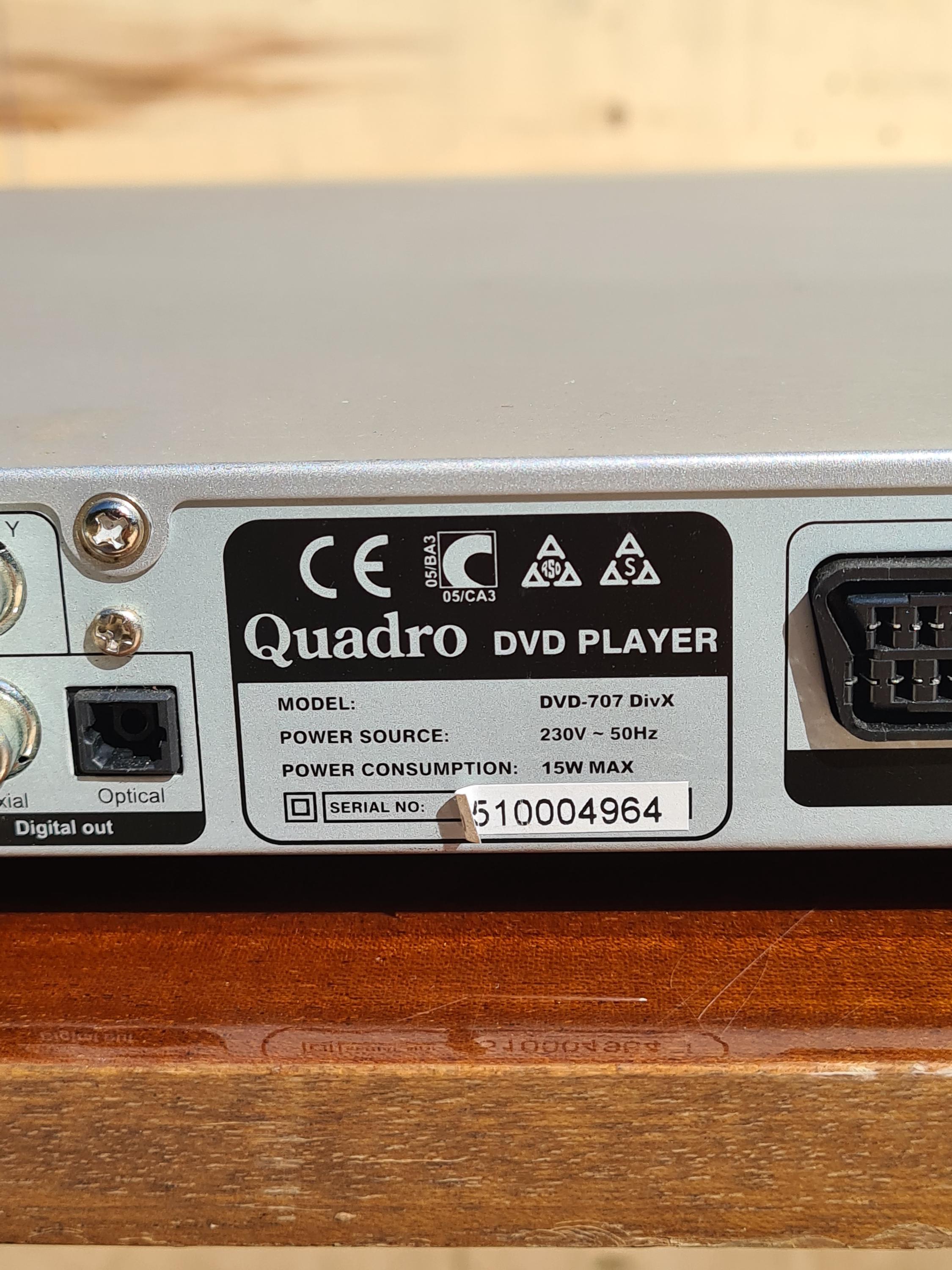 Quadro DVD Player Model DVD-707 Divx With Dolby Atmos Technology, Retro ...