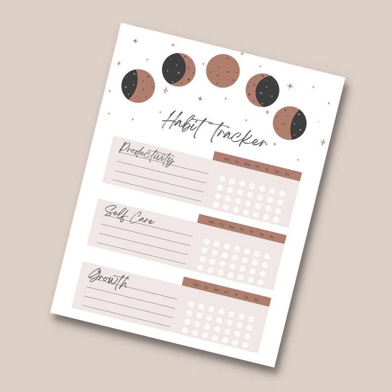 Moon Phase Habit Tracker Printable and Digital Planner - Etsy Canada