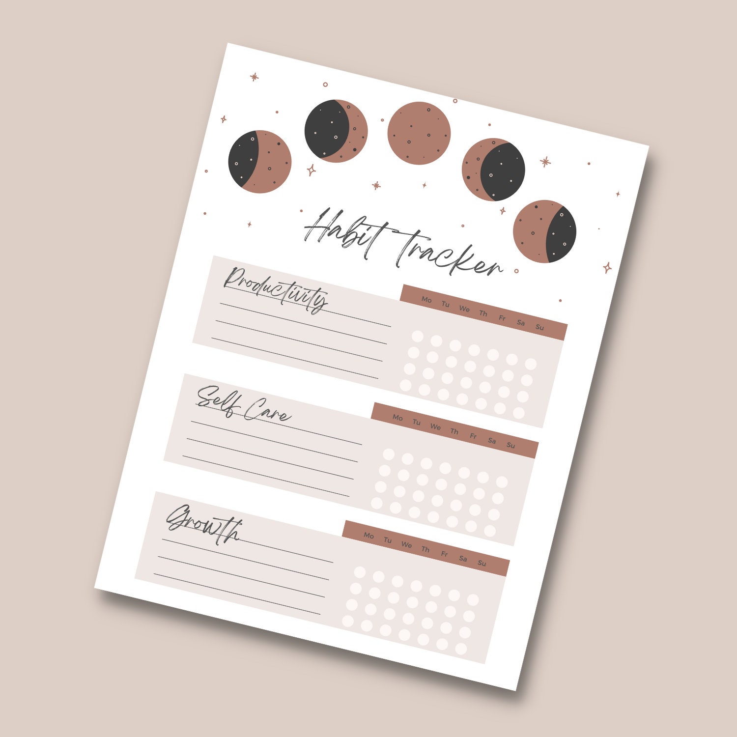 Moon Phase Habit Tracker Printable and Digital Planner - Etsy Canada