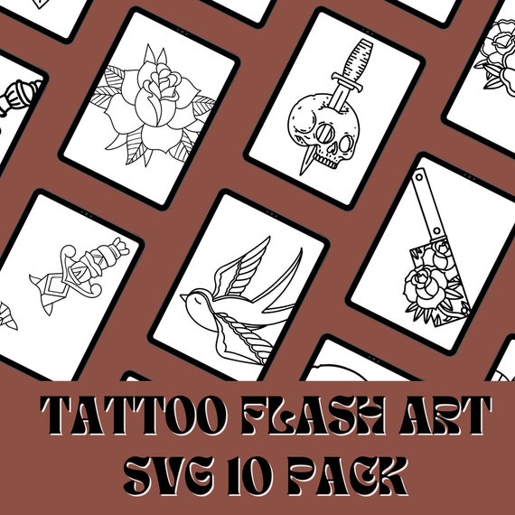 Tattoo Flash Art SVG 10 Pack - Etsy
