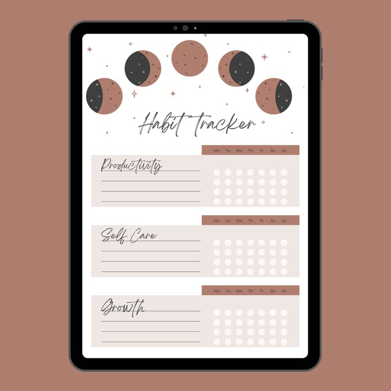 Moon Phase Habit Tracker Printable and Digital Planner - Etsy Canada