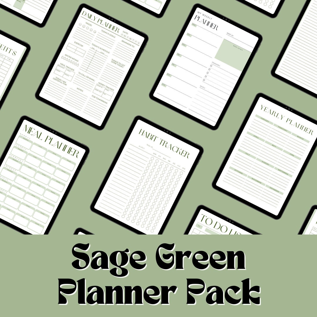 Sage Green Digital and Printable Planner Multipack: Weekly - Etsy