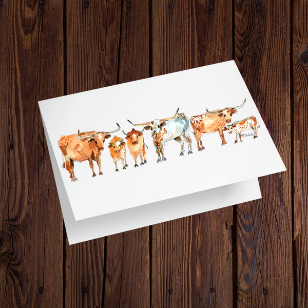 Texas Longhorn Birthday Card - Etsy