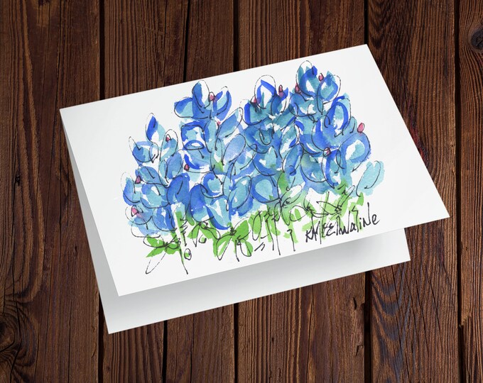 Texas Wildflowers-bluebonnet Note Cards-texas Bluebonnet Watercolor ...