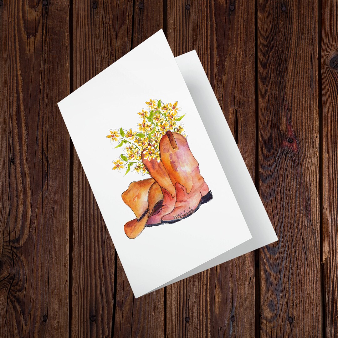 Texas Cards-cowboy Card-texas Cowboy Hat Note Cards-texas Blank ...
