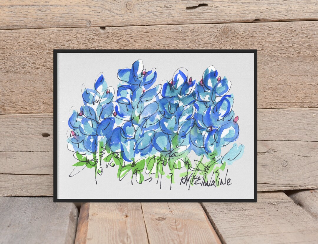 Texas Bluebonnet Art-bluebonnets Painting-texas Bluebonnet - Etsy