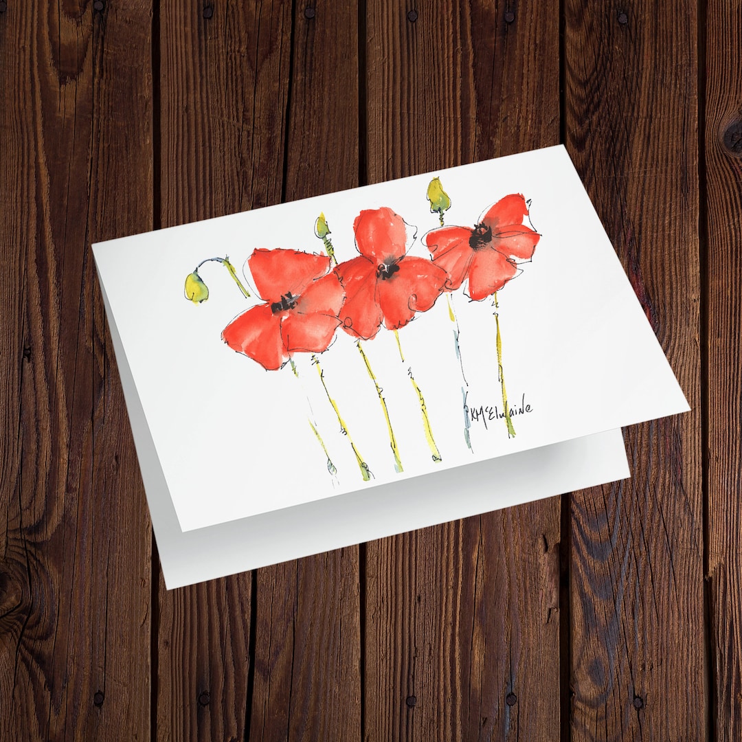 Red Poppies Card-poppy Greeting Card-red Poppies Art-texas Flowers ...