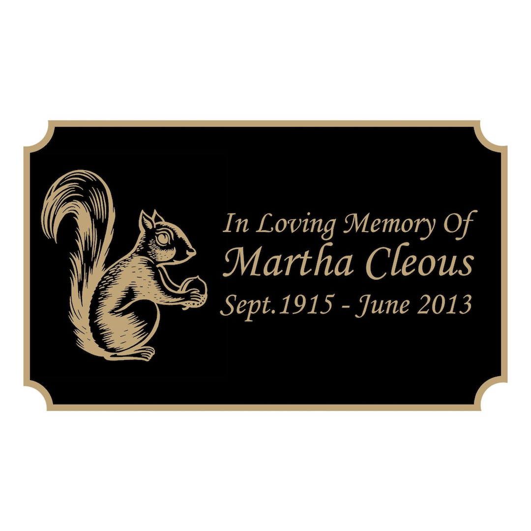 Squirrel Memorial Plaque, Cremation Urn Plate, Name Plate in Black and ...
