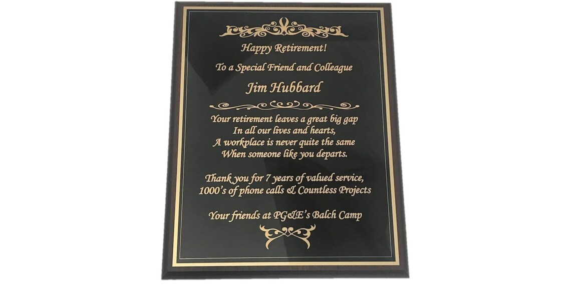 Retirement, Achievement Award, Customized Wooden Plaque, Sports, Wooden ...