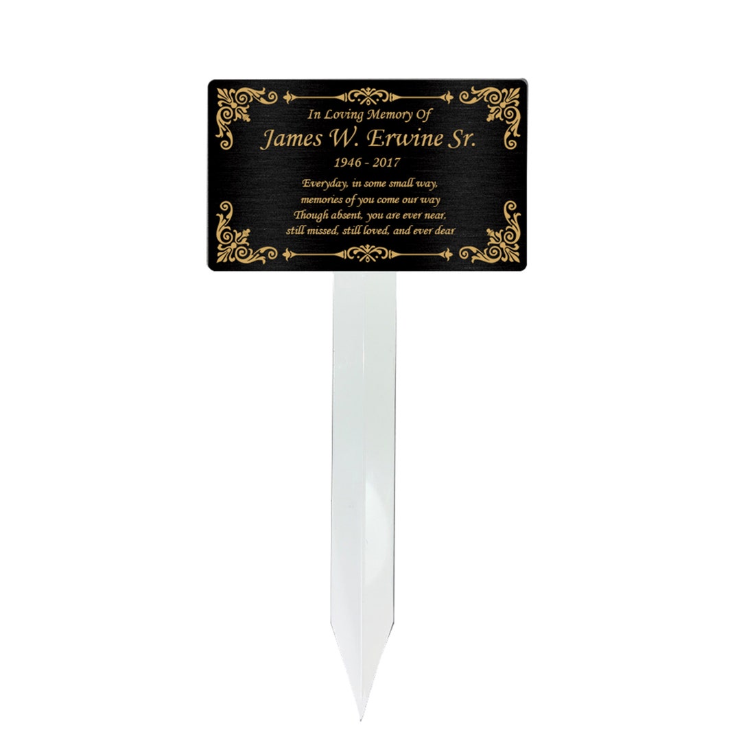 Engraved Memorial Plaque With Stake: Outdoor Temporary Grave Marker - Etsy