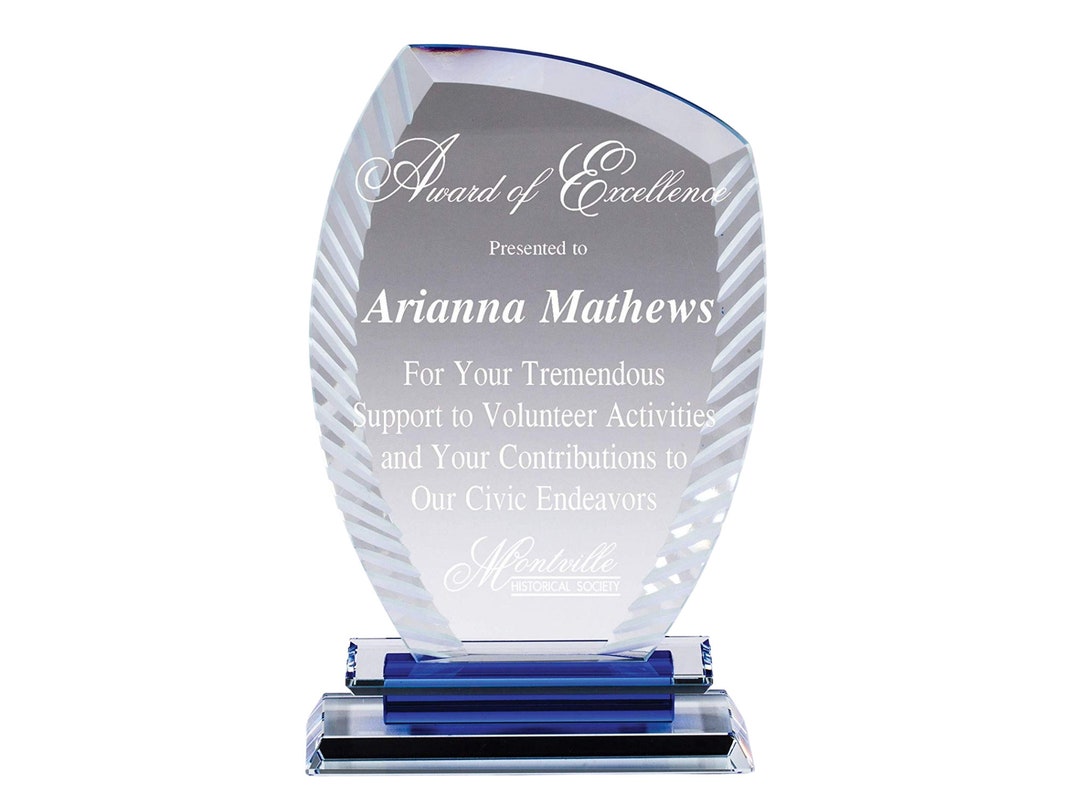 Personalized Crystal Award: Etched Glass Plaque, Corporate Recognition ...