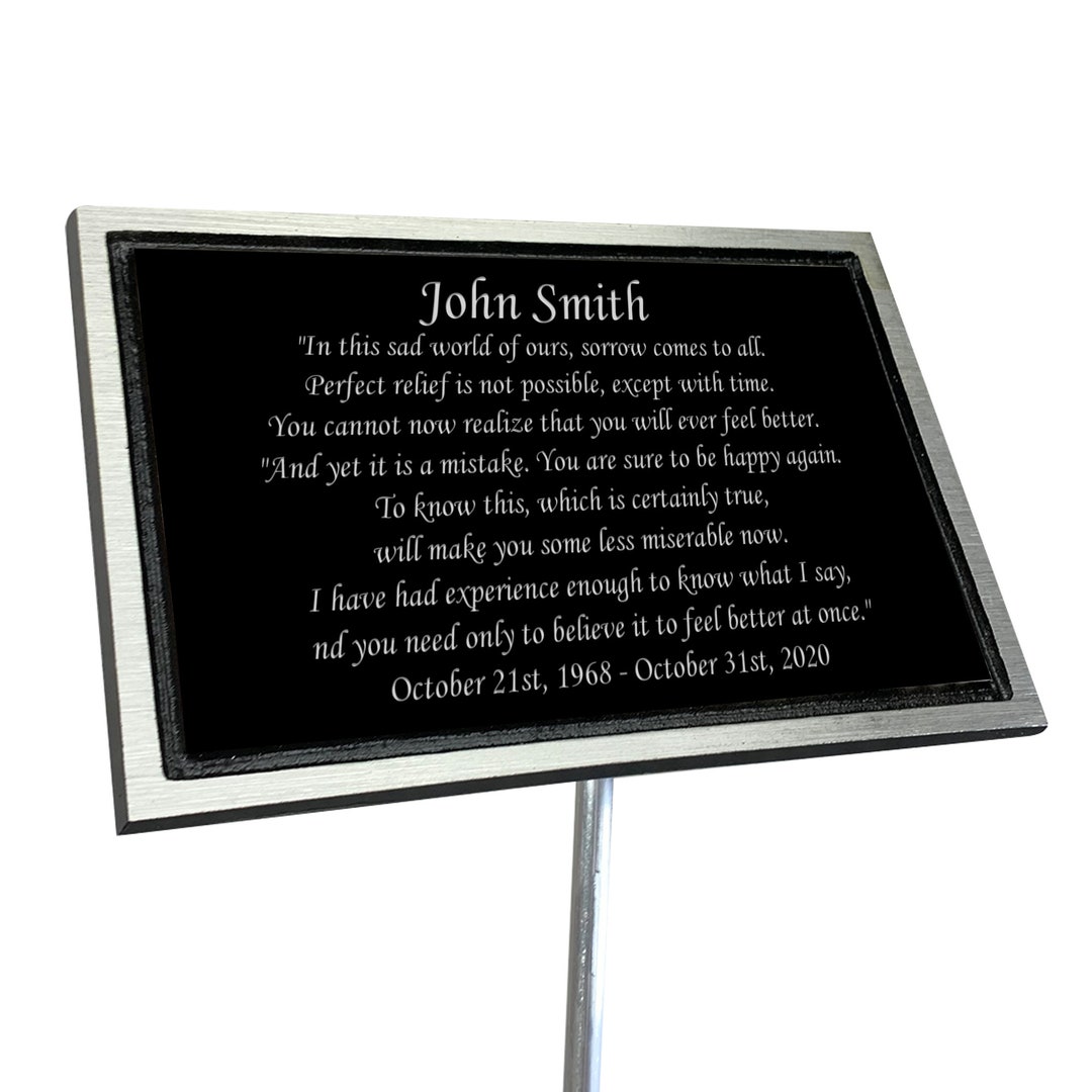 Personalized Memorial Plaque, Engraved Cast Aluminum Grave Marker ...