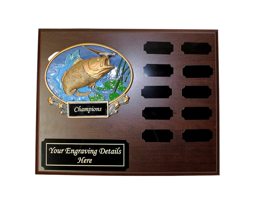 Fishing Perpetual Plaque, 12 Year Bass Fishing Award, Plaque, Trophy W ...