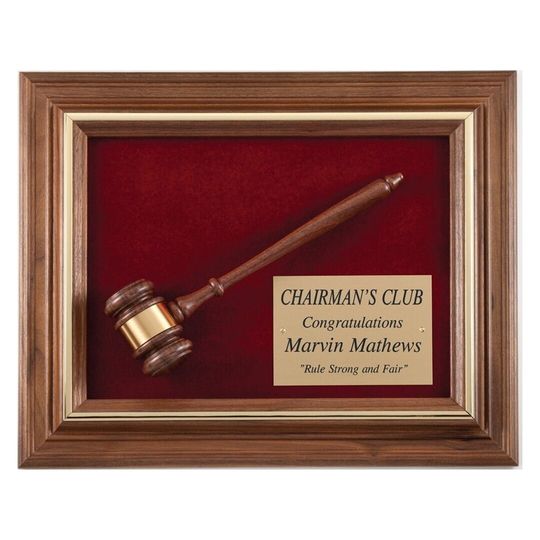 Walnut Gavel & Plaque With Personalization - Custom Engraved Gavel ...