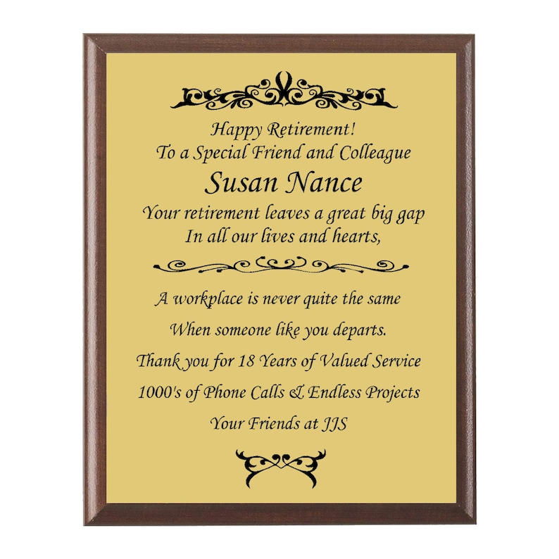 Customized Cherry Wood Retirement Plaque: Laser Engraved Metal Plate - Etsy