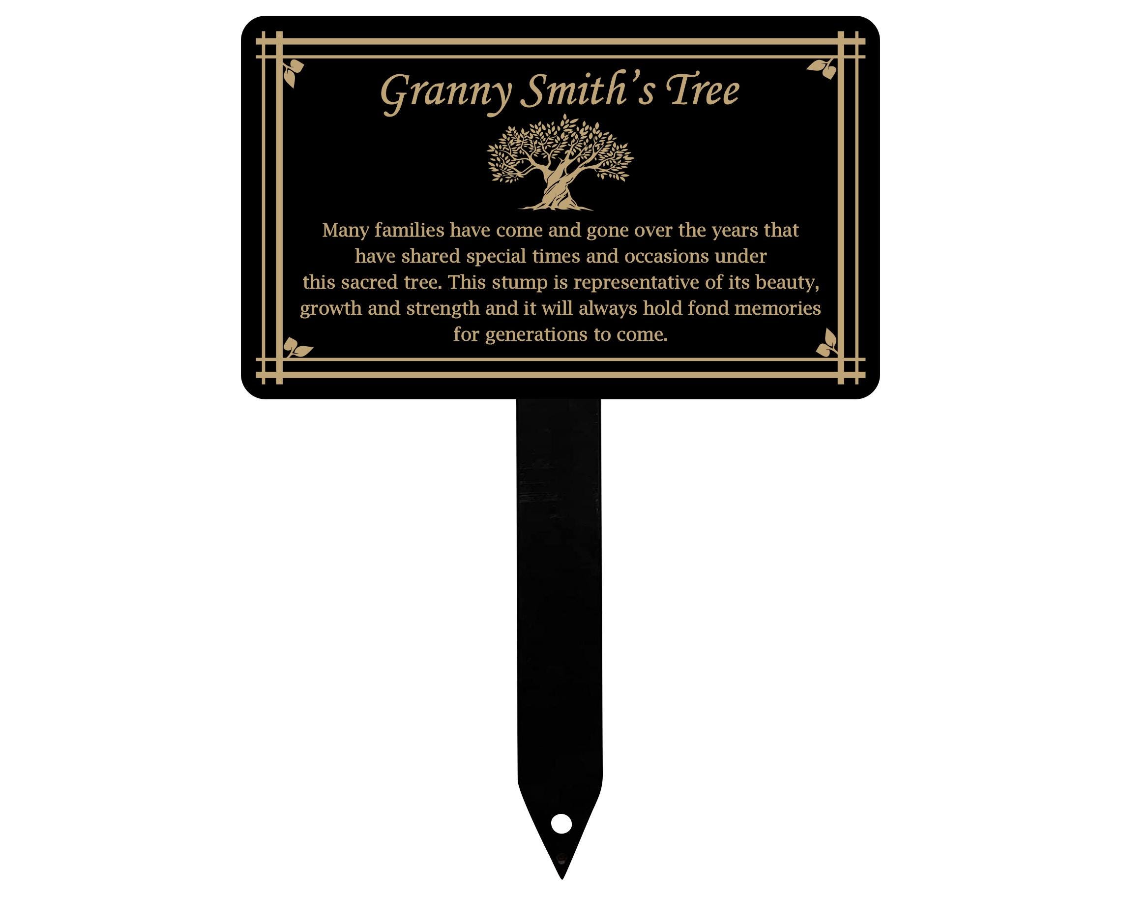 Tree Memorial Tree Plaque With Stake, Personalized Sturdy Metal Garden ...