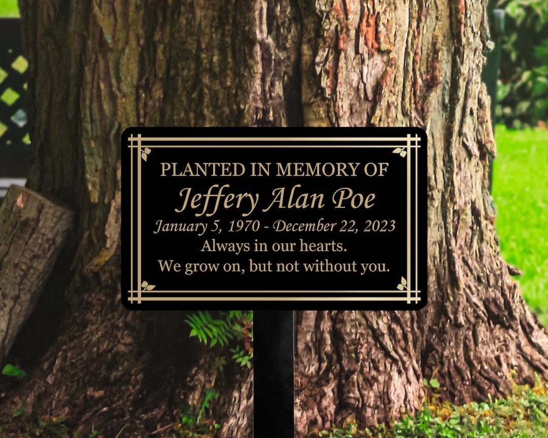 Memorial Tree Plaque With Stake, Personalized Sturdy Metal Garden ...