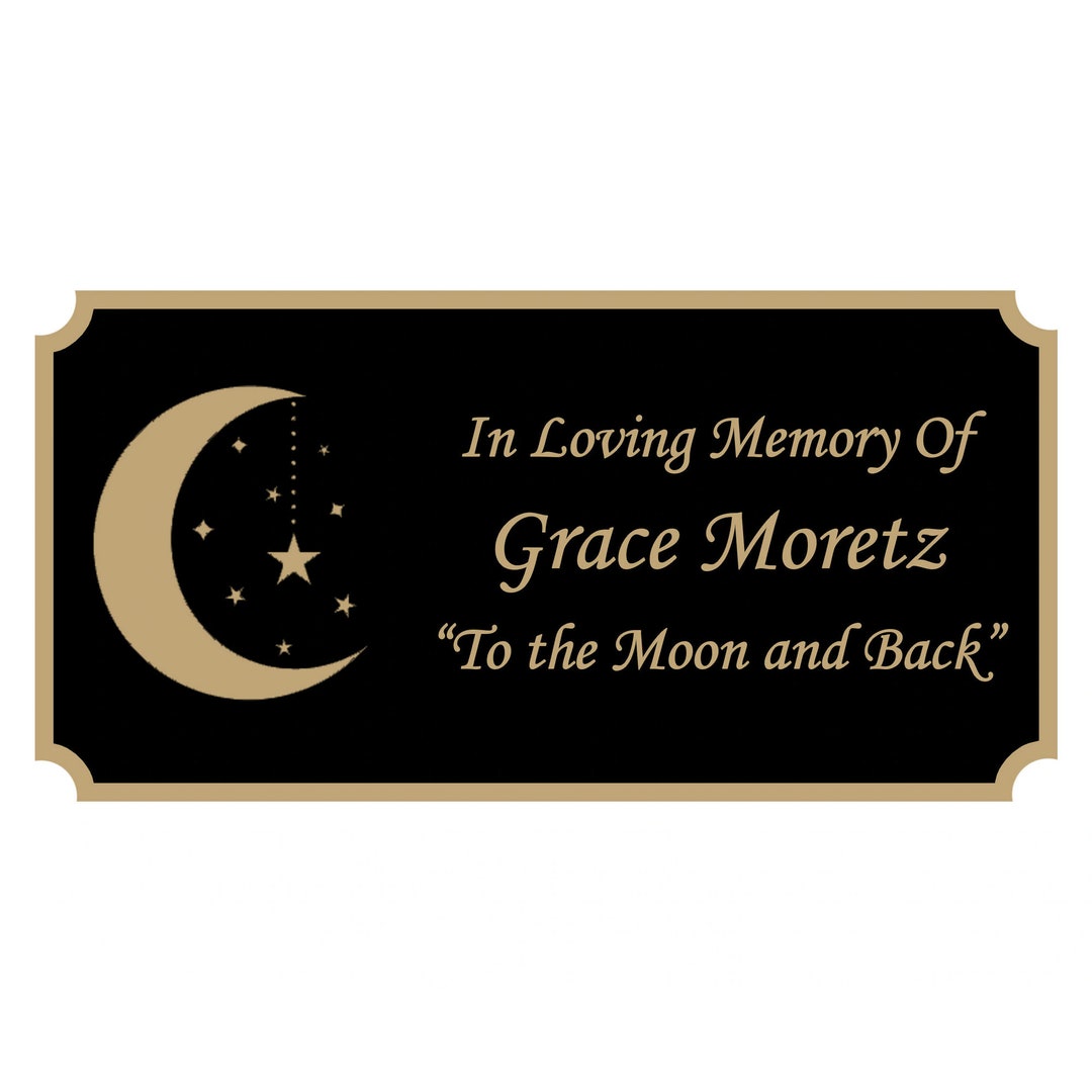Stars and Moon Memorial Plaque, Cremation Urn Plate, Name Plate in ...