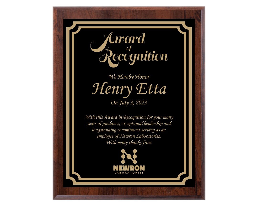 Custom Cherry Wood Recognition Award Plaque: Laser Engraved - Etsy