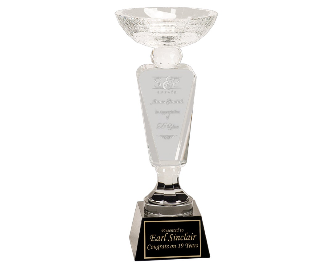 Crystal Cup With Black Pedestal Base and Gift Box, Crystal Award ...