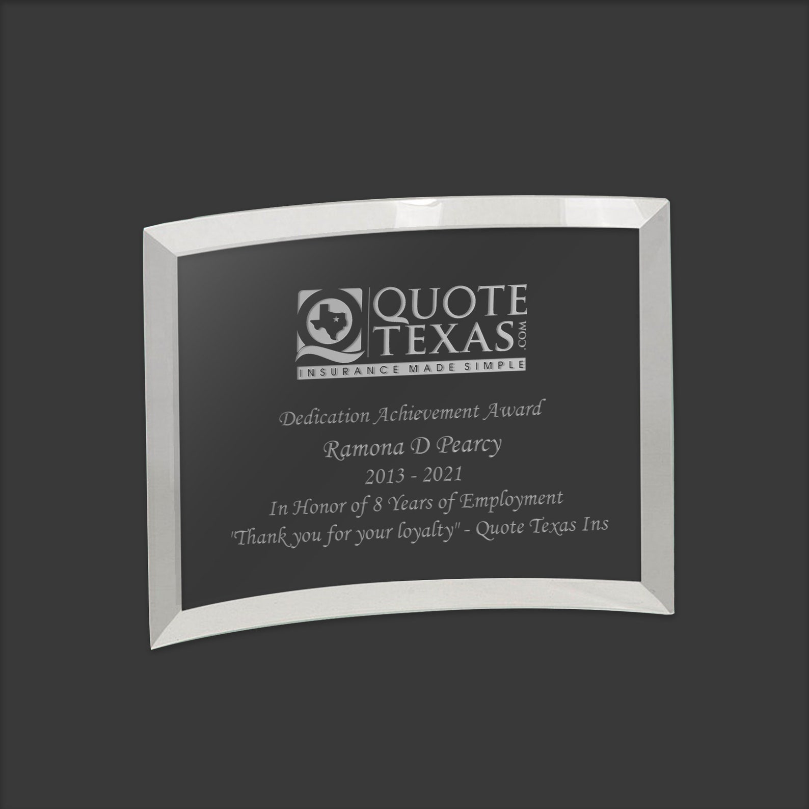 Recognition, Achievement, Graduation Plaque, Beveled Etched Glass ...