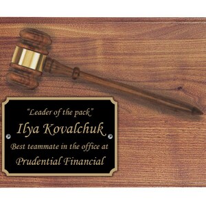 Personalized Walnut Gavel Plaque: Engraved Retirement Gift for Legal ...