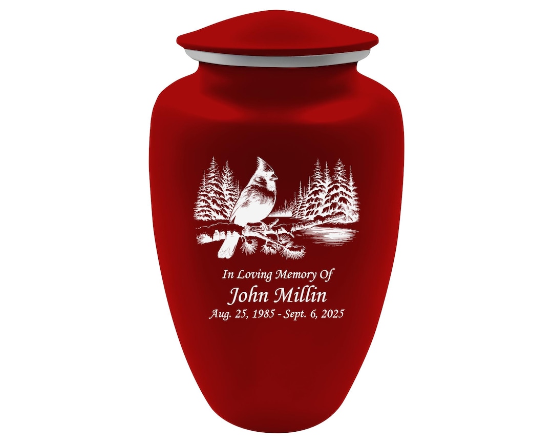 Cardinal Cremation Urn in Adult Size, Personalized Funeral Ash ...