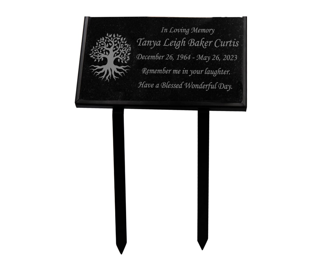 Tree of Life Memorial Plaque, 6" X 12" Granite Grave Marker, Memorial ...
