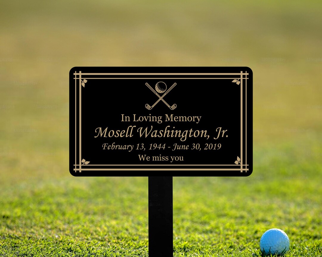 Golf Memorial Plaque With Stake, Personalized Metal Garden Marker ...