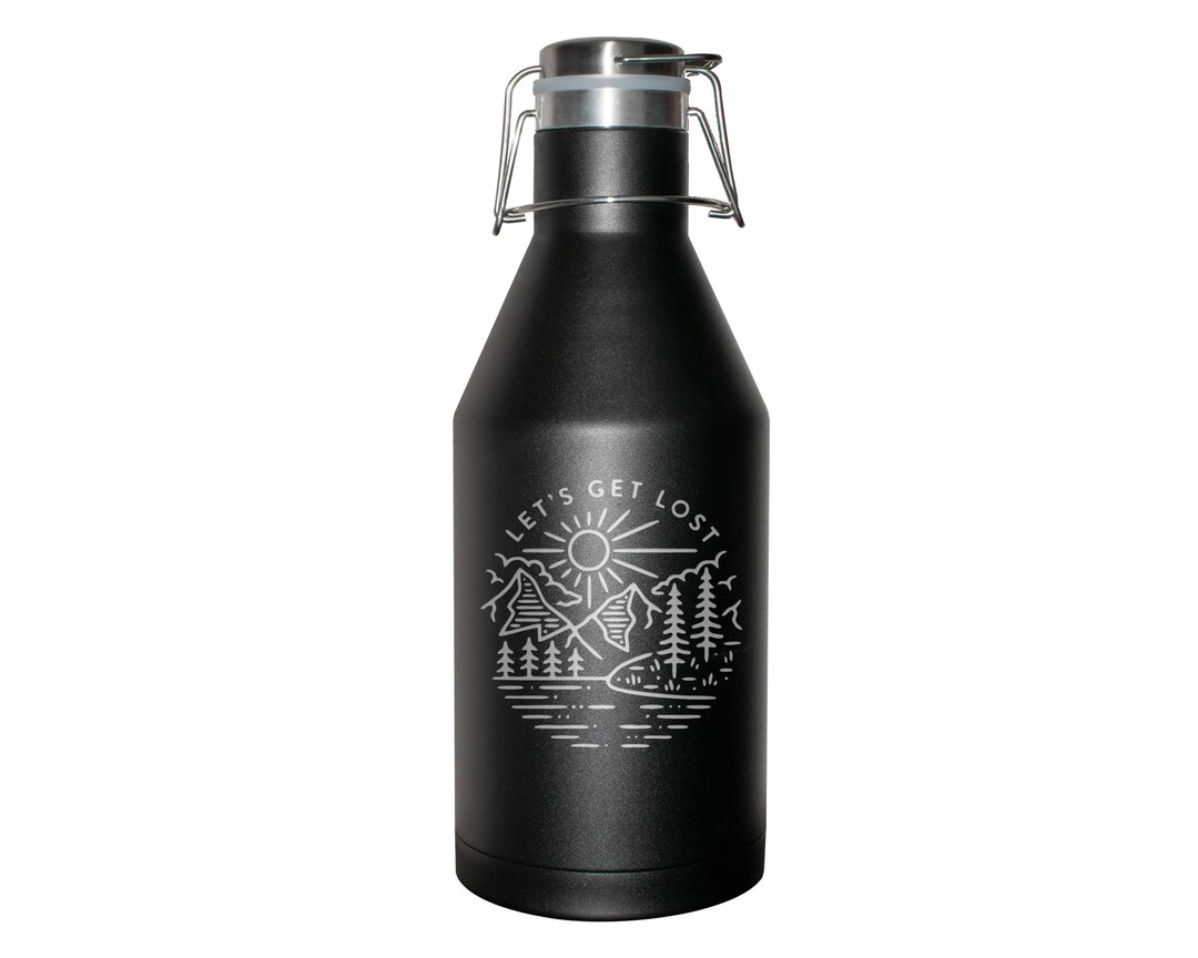 Insulated Growler Water Bottle, Black Stainless Steel Growler Water ...