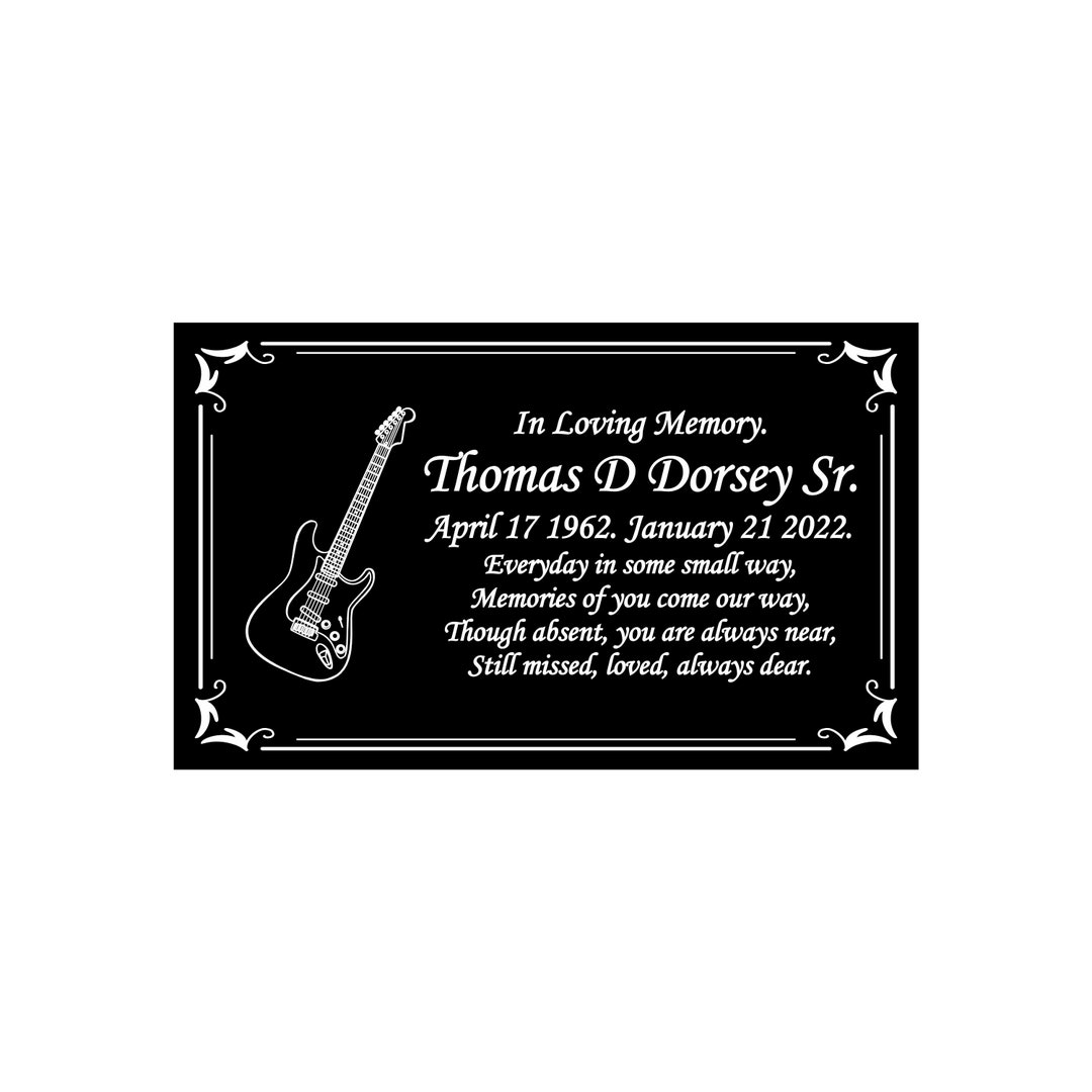 Guitar Memorial Plaque: Engraved Cremation Urn Plate, Music Theme - Etsy