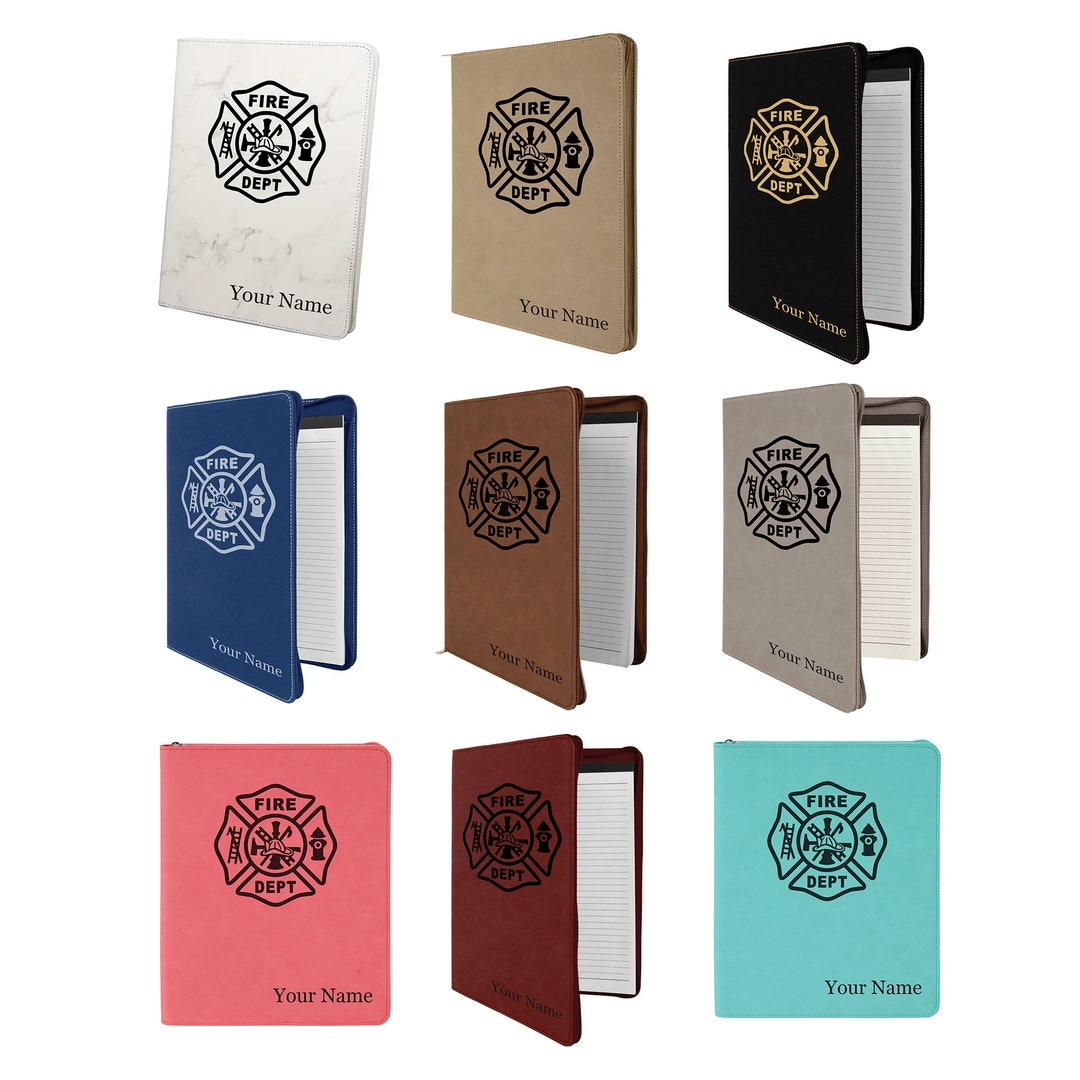 Personalized Firefighter Vegan Leather Padfolio With Notebook - Etsy
