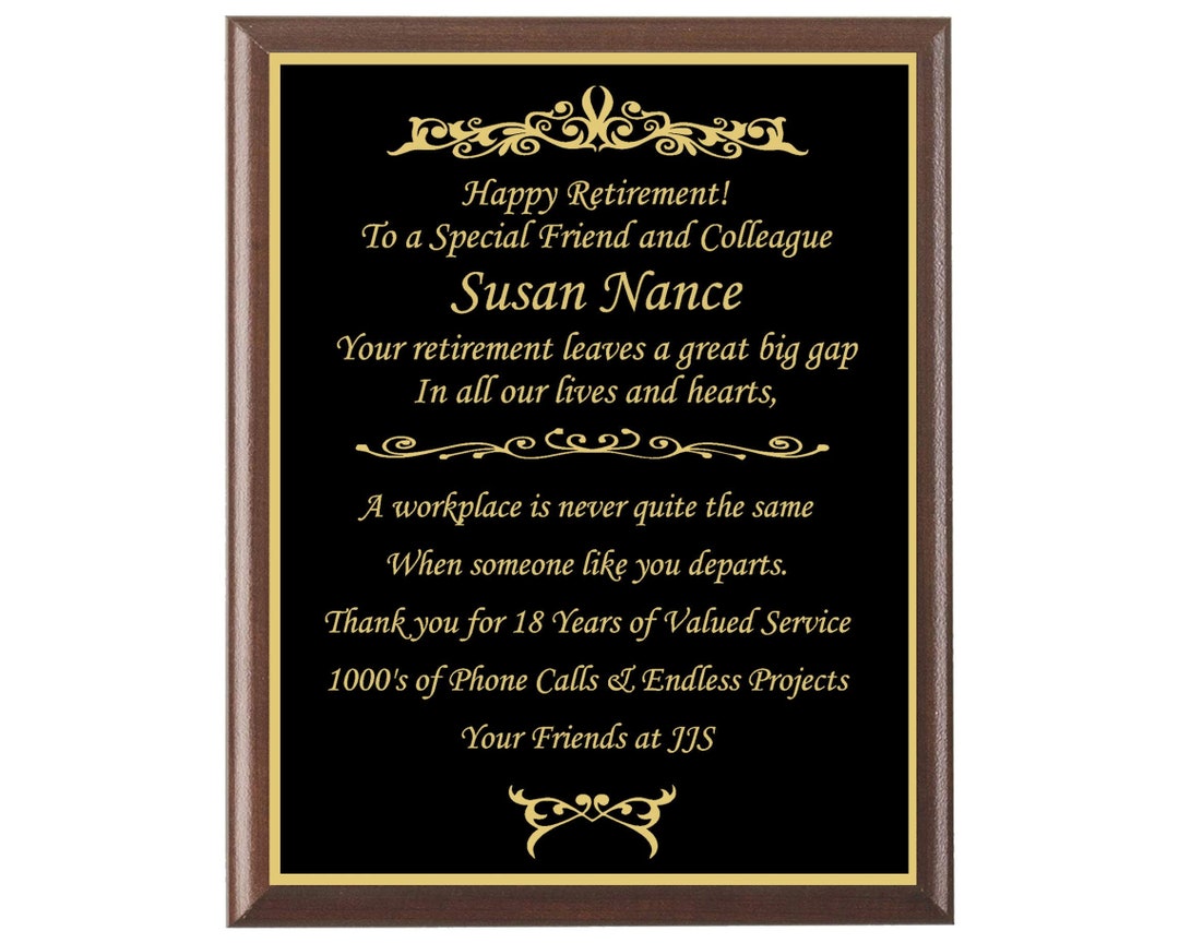 Retirement, Achievement Award, Customized Wooden Plaque, Sports, Wooden ...